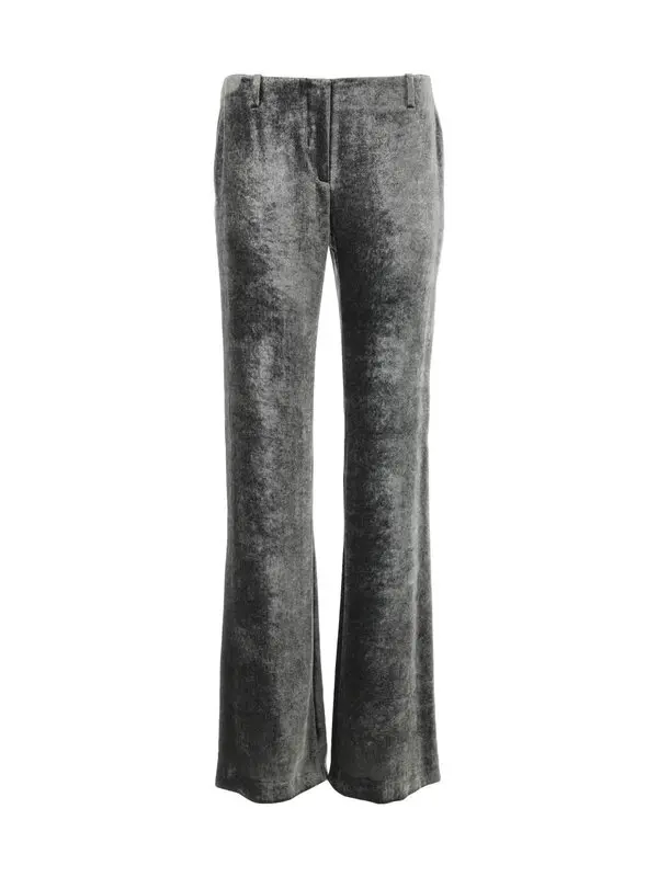 Alberta Ferretti Velvet Wide-leg Pant - Silver