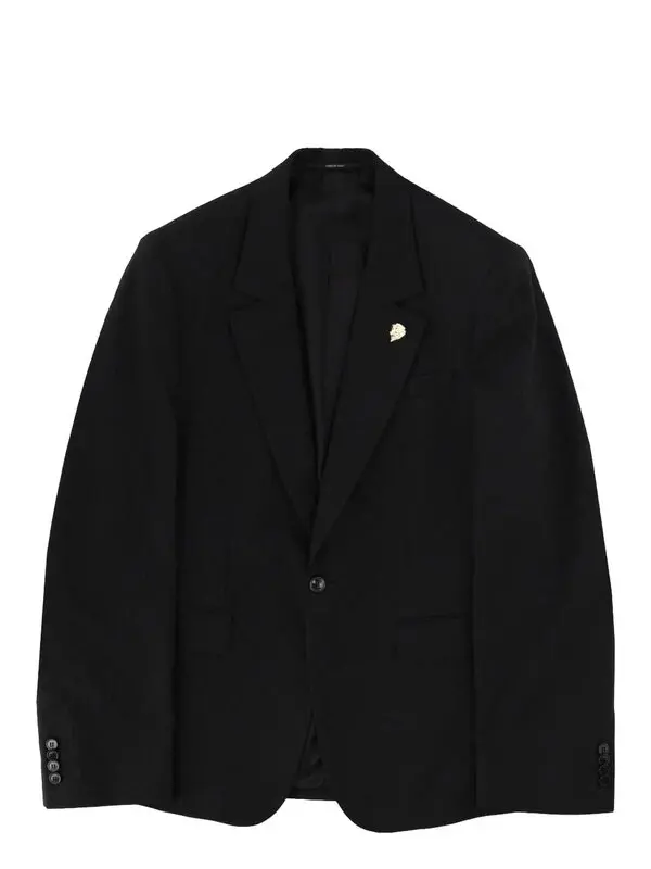 Gucci Single-breasted Gg Weave Jacket - Black