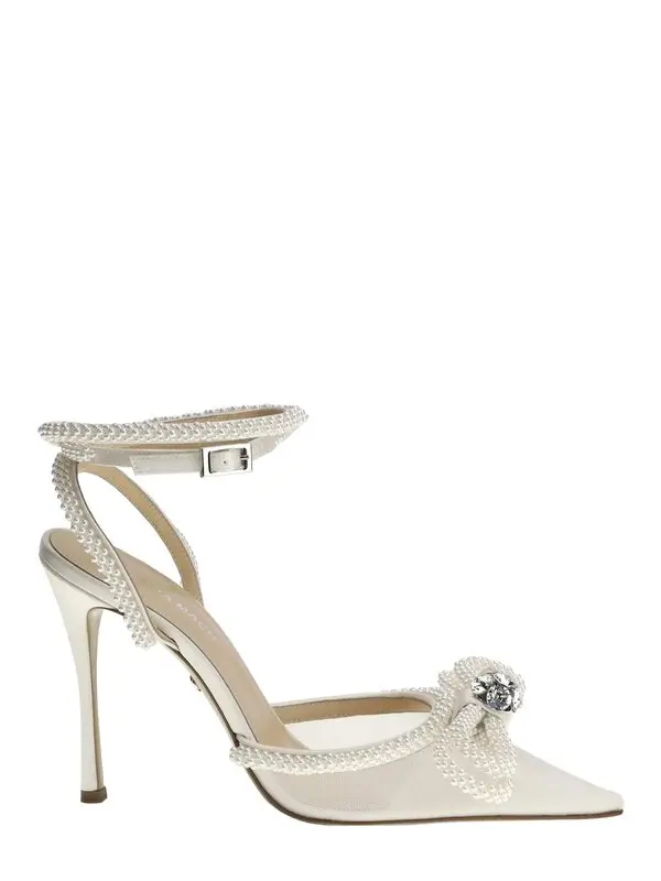 Mach & Mach Double Bow Satin Pumps - White