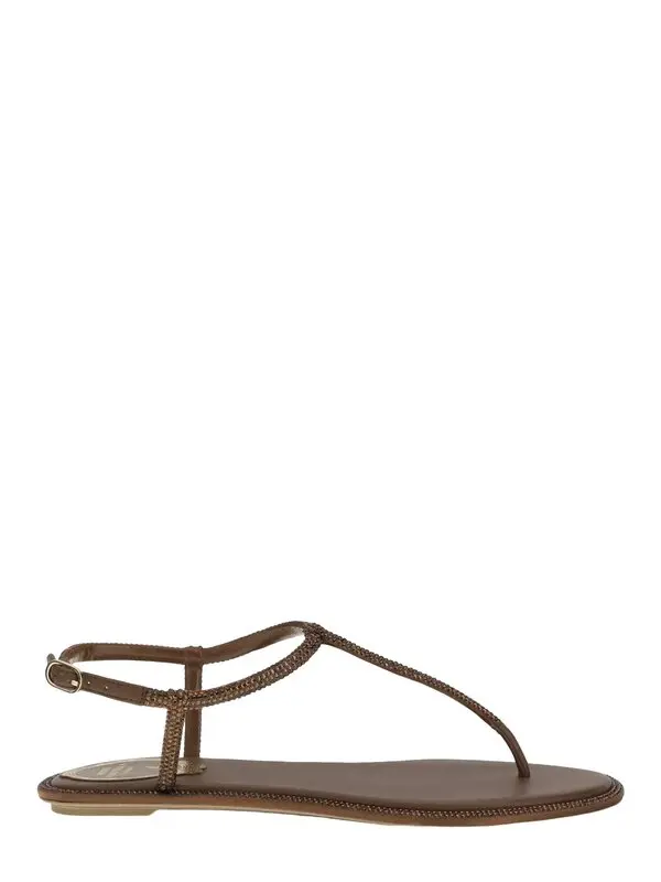 Rene Caovilla Diana Sandals With Crystals - Brown