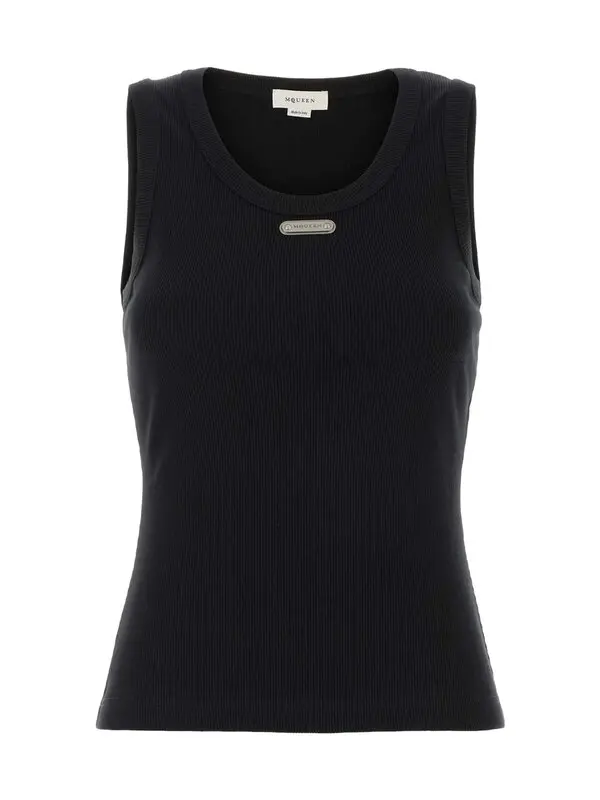 Alexander McQueen Stretch Cotton Tank Top - Black