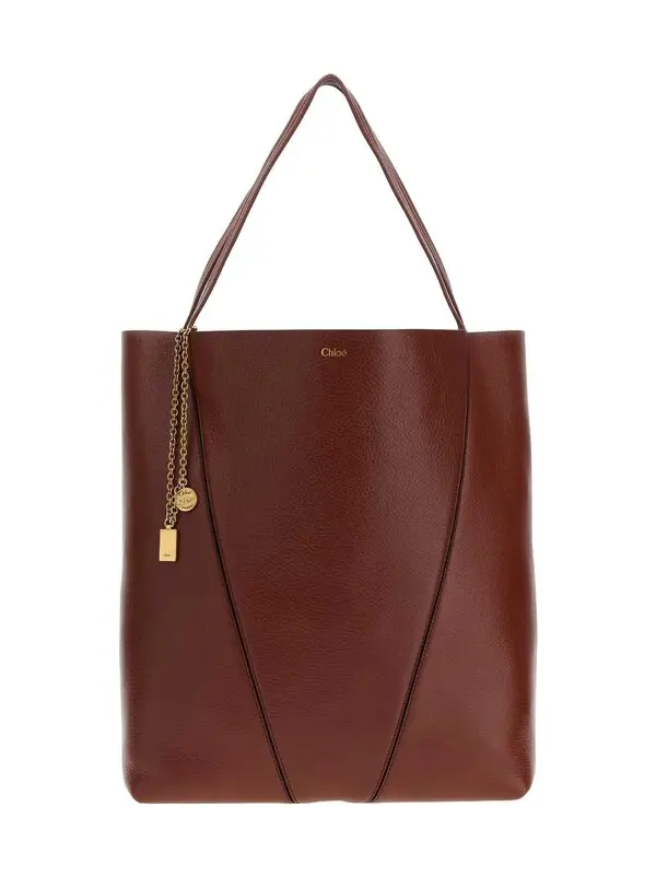 Chloé Leather Spin Shopping Bag - Brown