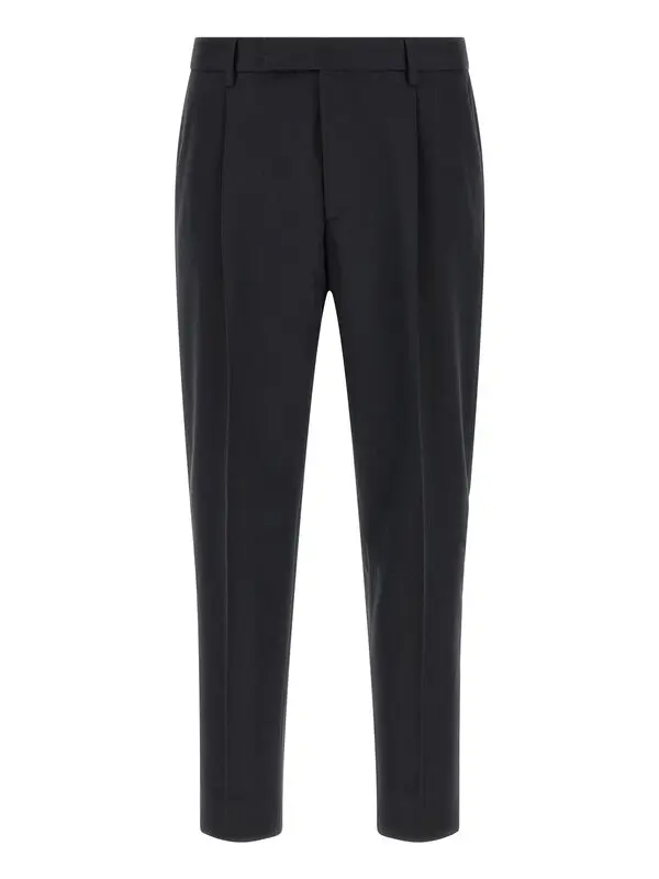 Zegna Structured Cotton Tailored Trousers - Blue