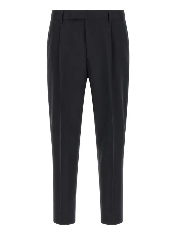 Zegna Structured Cotton Tailored Trousers - Blue