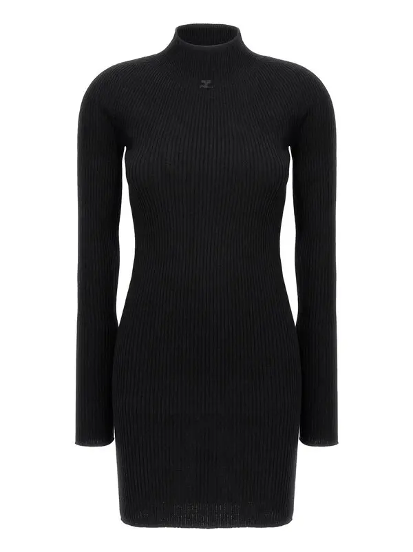 COURREGES Solar Light Rib Dress - Black