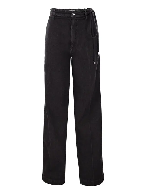Sportmax Capsula Denim Trousers With Belt - Black