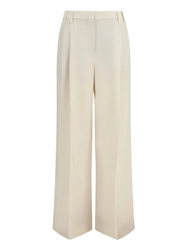 Brunello Cucinelli Wide Pants In Fluid Twill - Cream