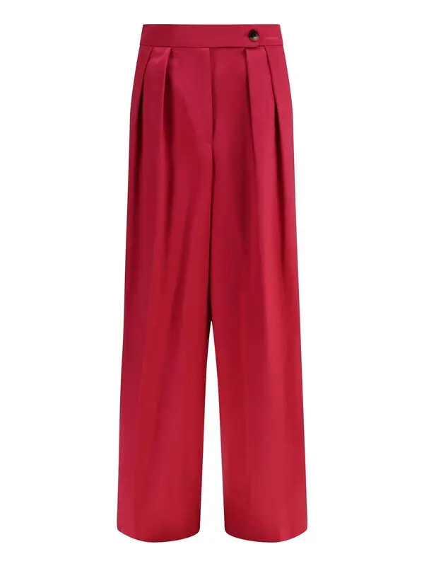 Dries Van Noten Wide Pleated Pants In Washed Cotton And Acetate - Pink