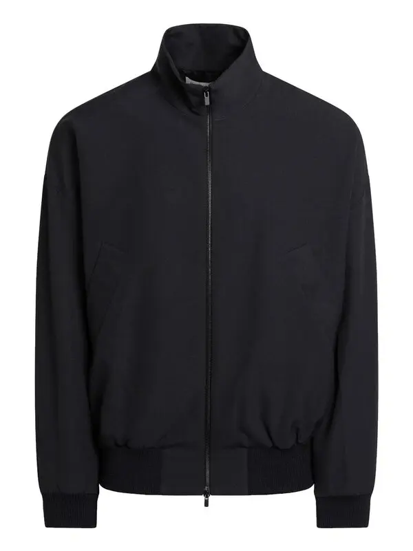 Fear Of God Navy Wool Jacket With Zip - Blue