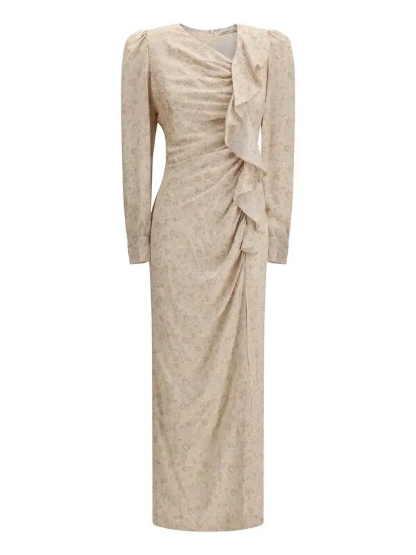 Alessandra Rich Jacquard Draped Dress With Flounces - Multicolor