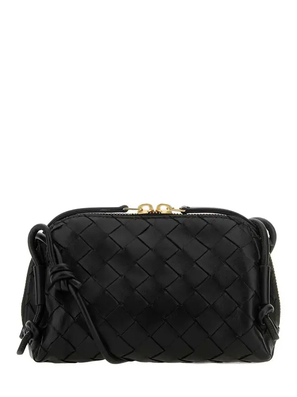 Bottega Veneta Leather Concert Cross Body Bag - Black