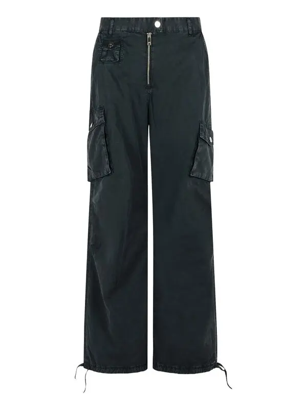 GANNI Washed Cotton Twill Cargo Pants - Gray