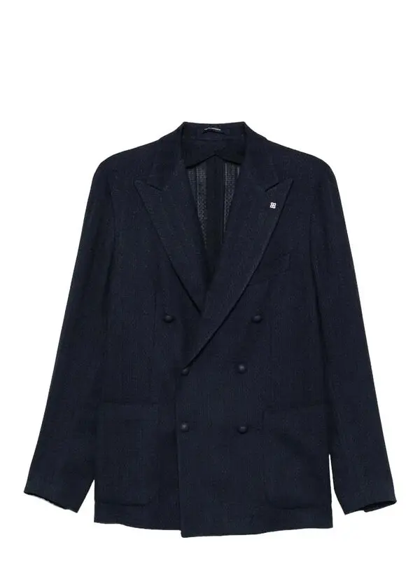 Tagliatore Double Breasted Peak Lapel Blazer - Blue