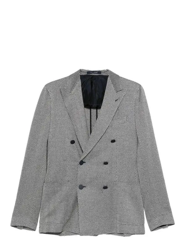 Tagliatore Herringbone Blazer - Blue
