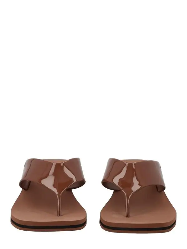 Chloé Glossed Leather Swimming Cool Wedge Sandals - Brown