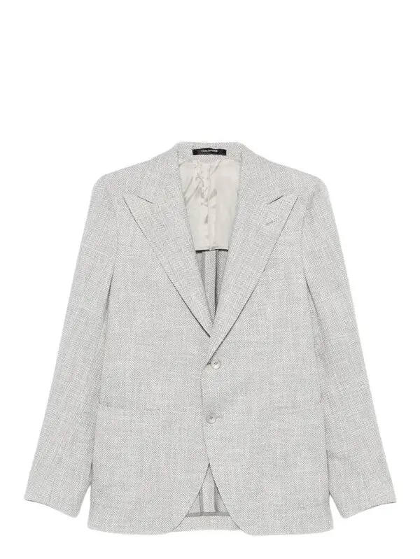 Tagliatore Herringbone Peak Lapel Blazer - Gray