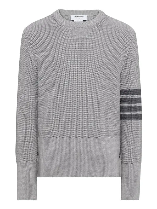Thom Browne Crew Neck Long Sleeve 4-bar Knitwear Jumper - Gray