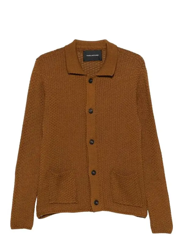 Tagliatore Textured Knit Cardigan - Brown
