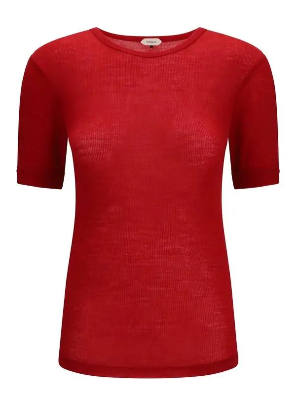 Versace Ribbed Knit T-shirt - Red