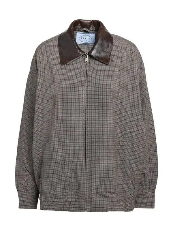 Prada Tobacco Houndstooth Wool Blouson - Brown