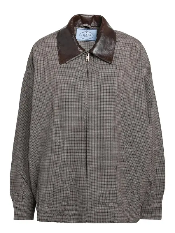 Prada Houndstooth Wool Blouson - Brown