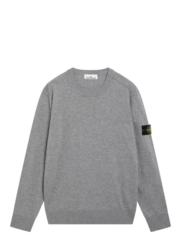 Stone Island Grey Melange Crewneck Sweater In Wool - Gray