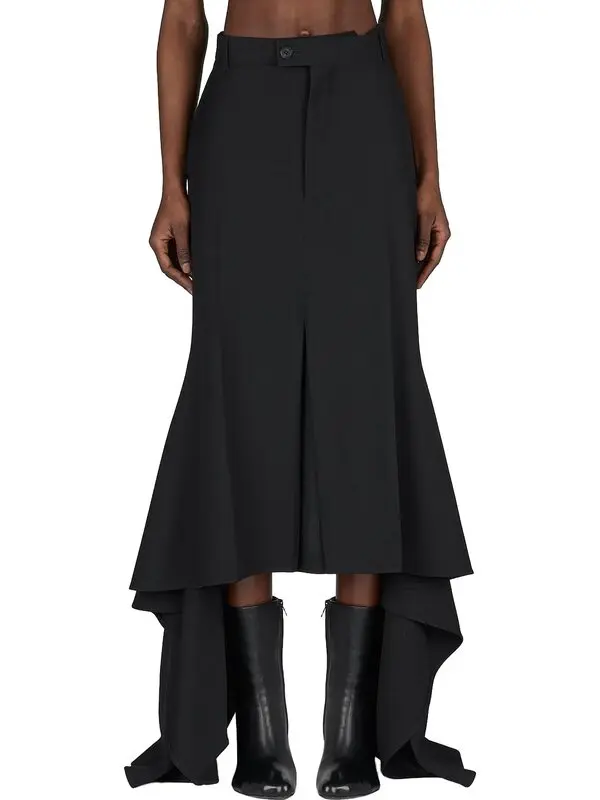 Balenciaga Godet Draped Skirt - Black