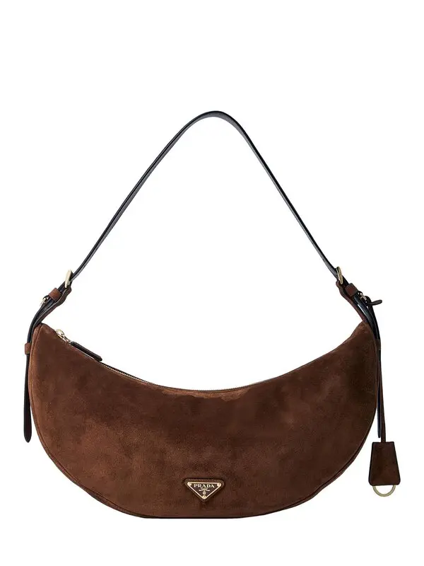 Prada Small Suede Shoulder Bag - Brown