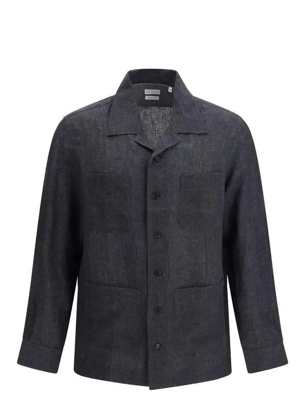 Brunello Cucinelli Easy Fit Linen Shirt - Gray