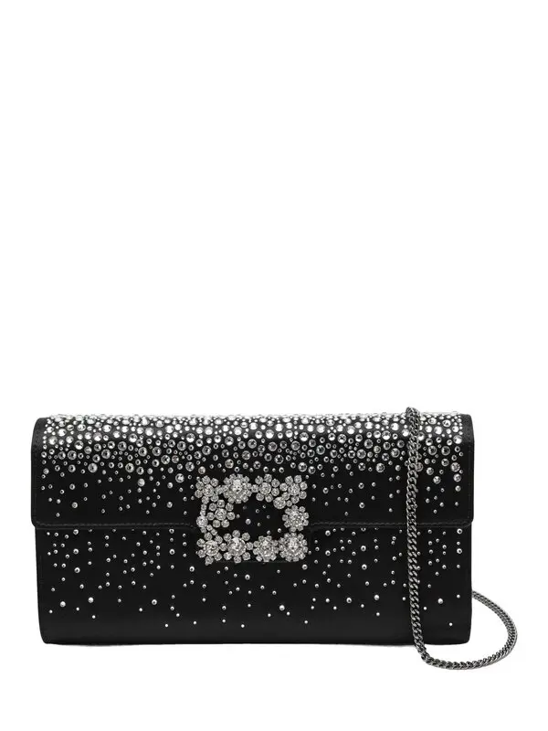 ROGER VIVIER Efflorescence Satin Clutch Bag - Black