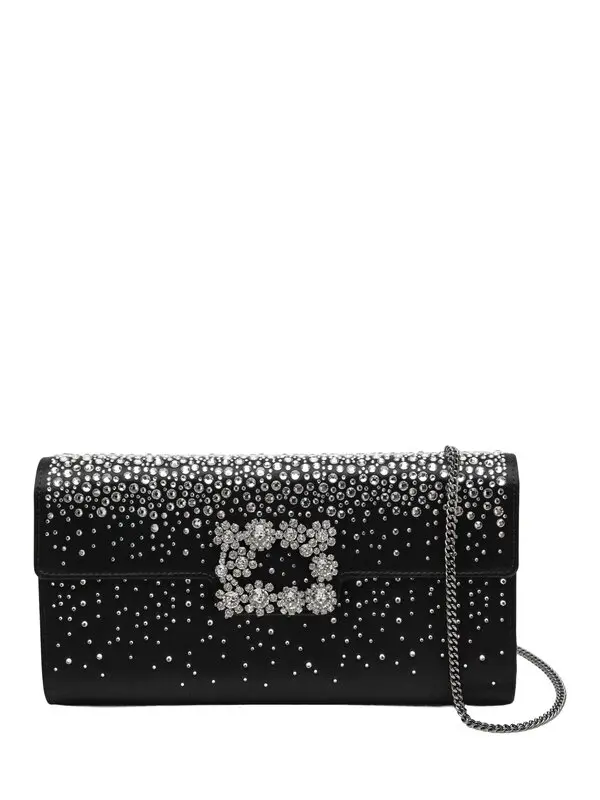 ROGER VIVIER Efflorescence Satin Clutch Bag - Black