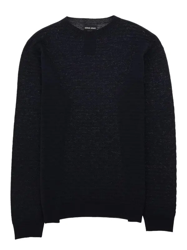 Giorgio Armani Virgin Wool Crewneck Sweater - Blue