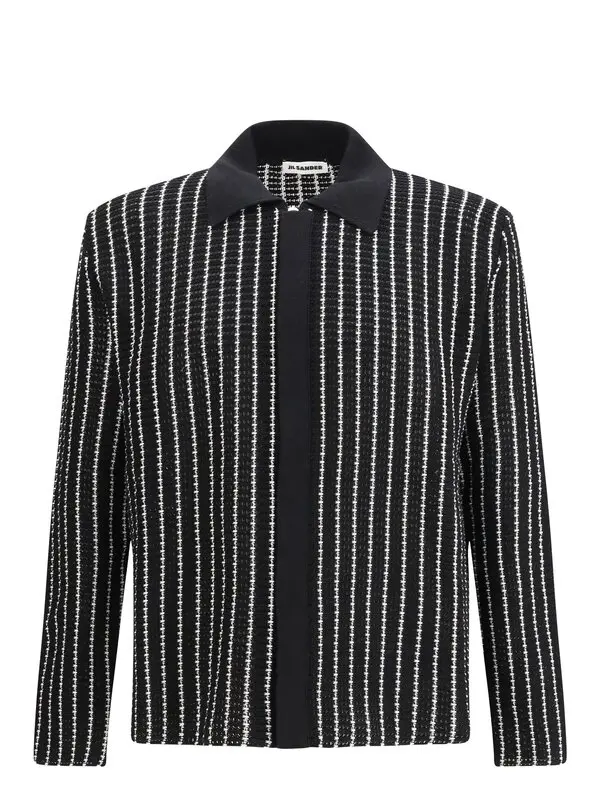 JIL SANDER Embroidered Crochet Cardigan - Black