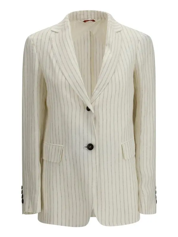 Max Mara Single-breasted Pinstriped Linen Blazer - Multicolor