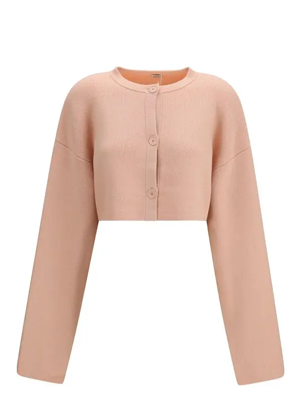 TOTEME Cropped Crewneck Cardigan - Pink