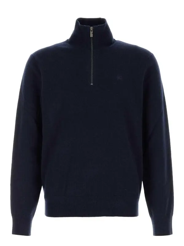 Burberry Cashmere Blend Quarter Zip Sweater - Blue
