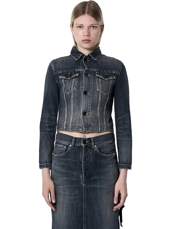 Balenciaga Lace-up Denim Jacket - Gray