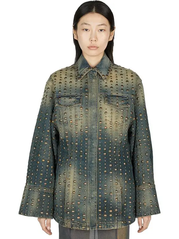 Blumarine Studded Denim Jacket - Blue
