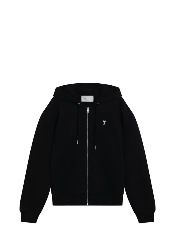 AMI Paris De Coeur Zip-up Sweatshirt - Black