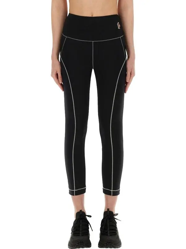 Moncler Leggings With Logo - Black