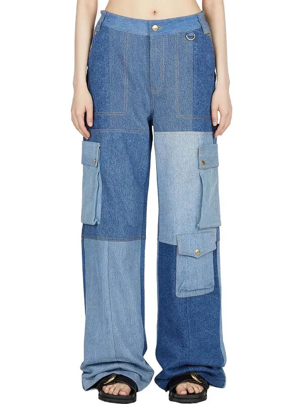 MARINE SERRE Panel Cargo Jeans - Blue