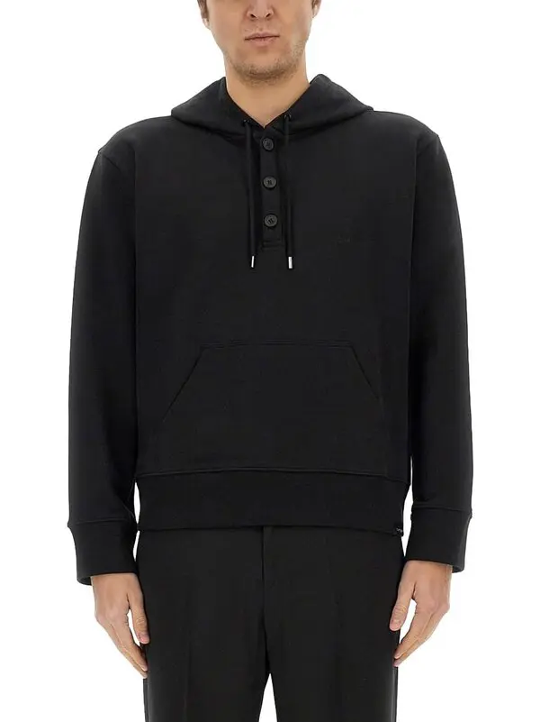 COURREGES Cotton Hooded Sweatshirt - Black