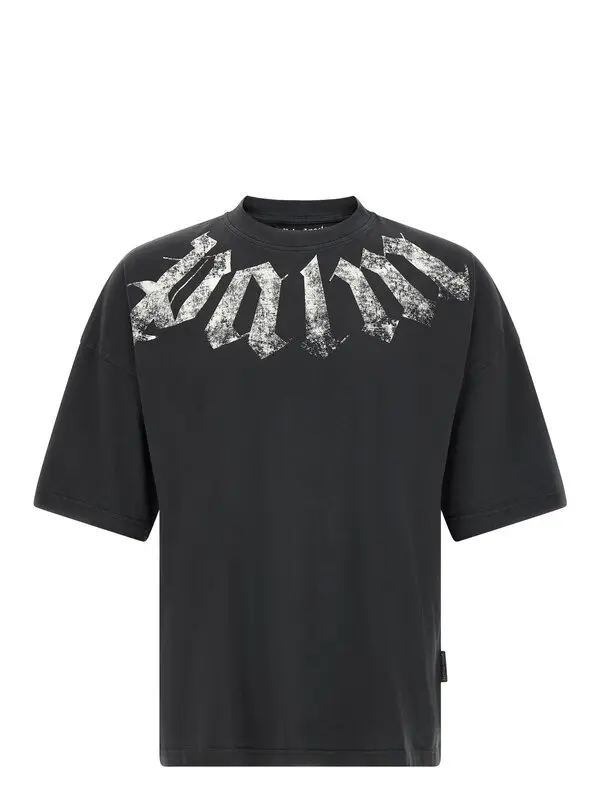 Palm Angels Craquelé Gothic Print T-shirt - Black