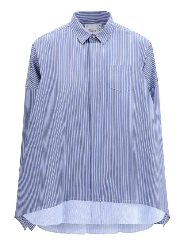 Sacai Striped Poplin Shirt - Blue