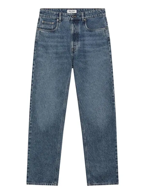 Miu Miu Medium Jeans With Logo Embroidery - Blue