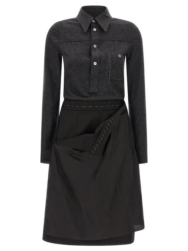 MAISON MARGIELA Midi Shirt Dress - Gray