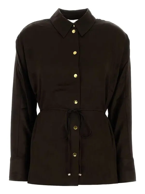 GANNI Satin Shirt - Brown