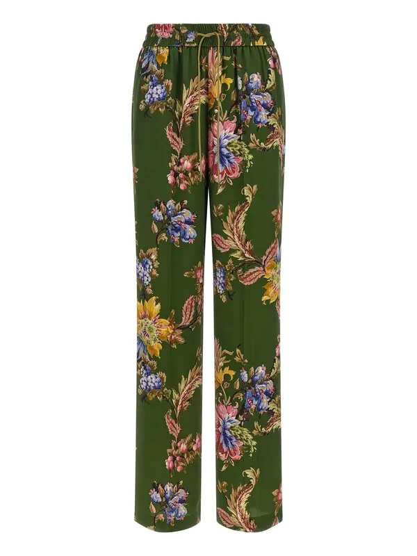 Etro Floral Print Trousers - Green