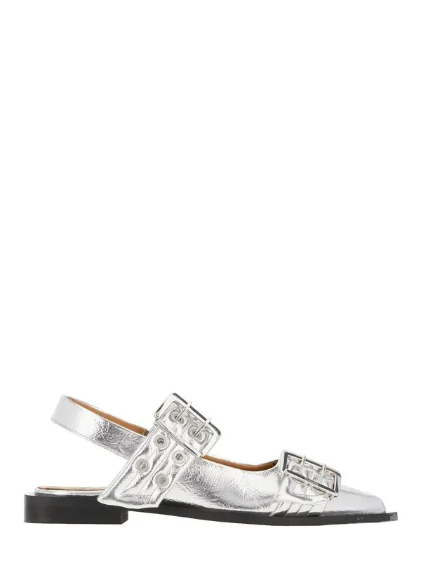 GANNI Buckled Slingback Flats - Multicolor