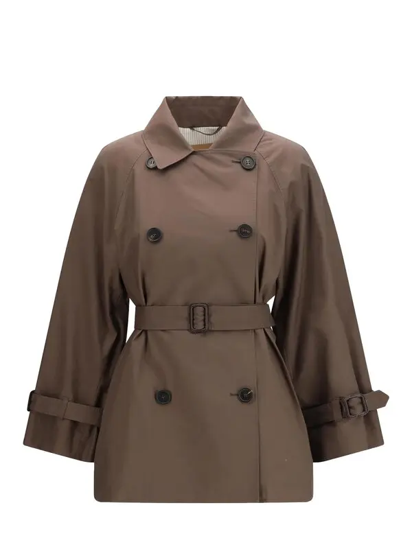 Max Mara Technical Cotton-blend Twill Trench - Brown